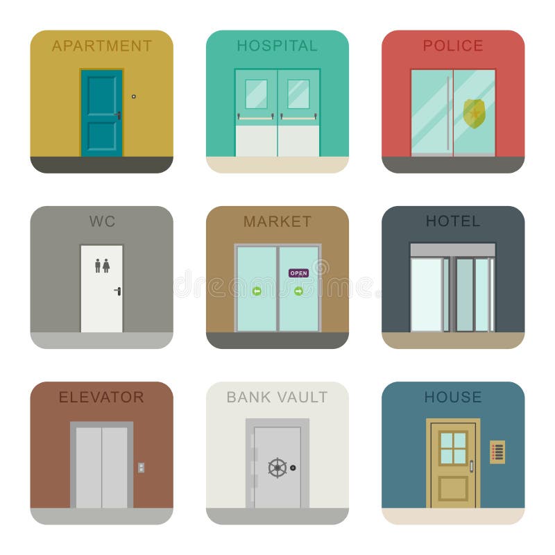 Doors icons set. stock vector. Illustration of exterior - 66668998