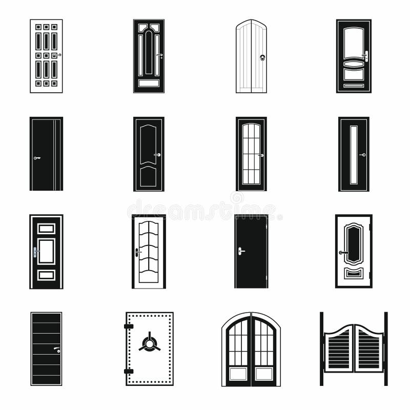 Doors Icons Set, Simple Style Stock Vector - Illustration of ...