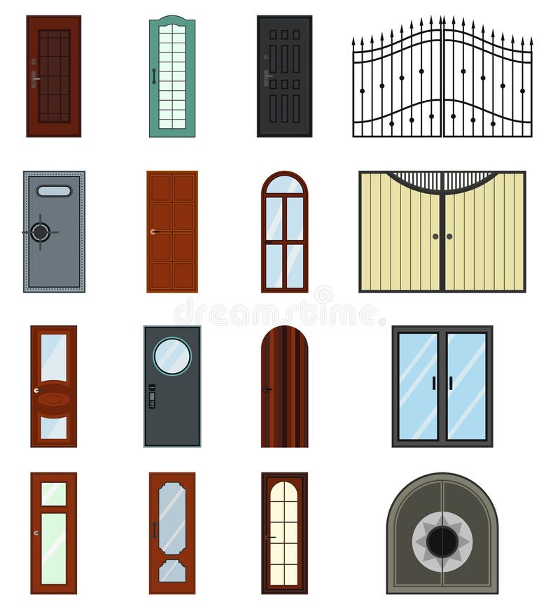 Doors Icons Set, Simple Style Stock Vector - Illustration of ...