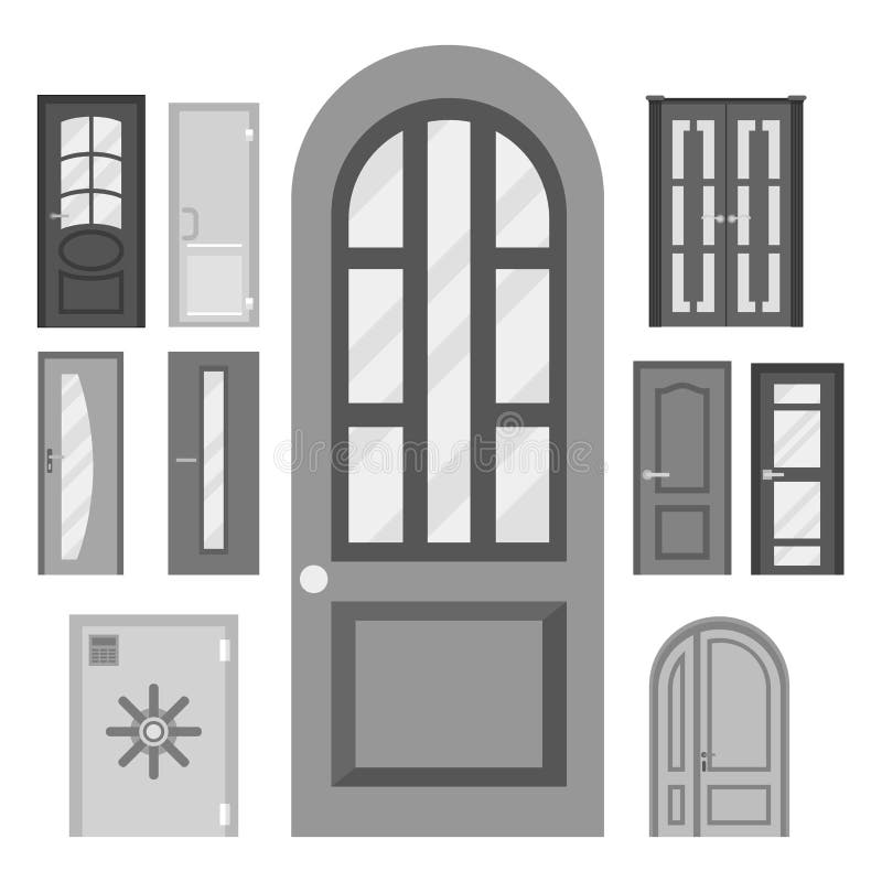 Doors Isolated Vector Illustration Entrance Doorway Home House Interior ...