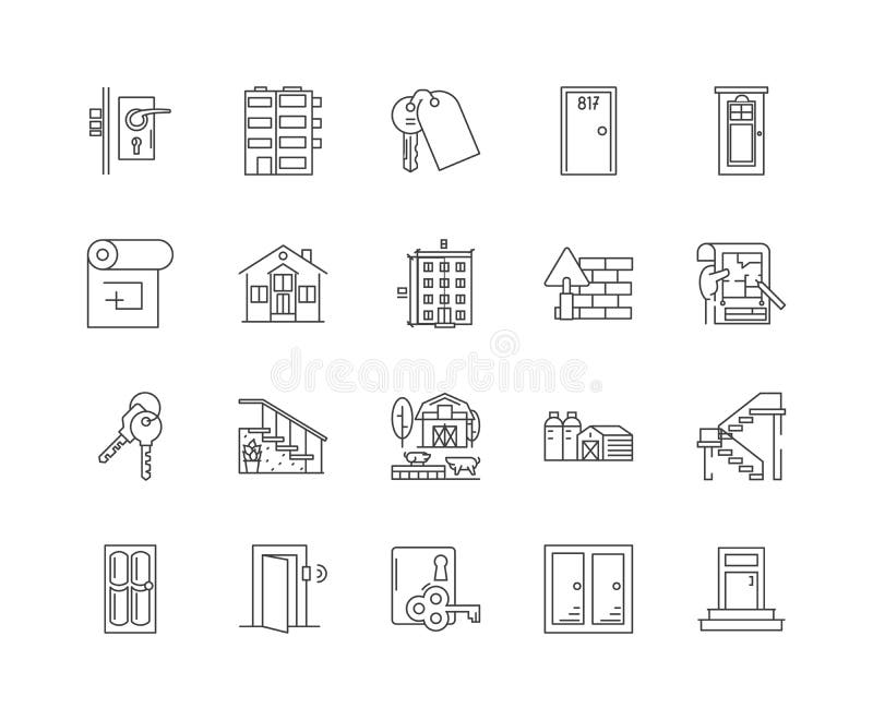 Doors Line Icons, Signs, Vector Set, Outline Illustration Concept Stock Vector - Illustration of ...