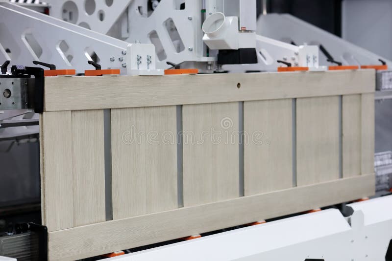 Doors Production with Wood Drilling Machine Stock Photo - Image of side ...