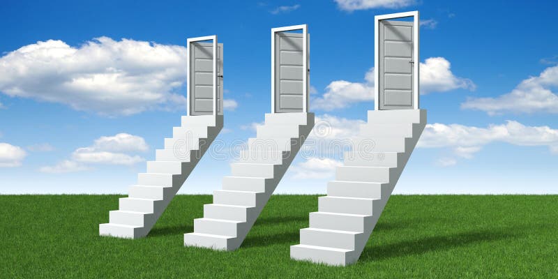 Doors and Steps Concept - 3D Illustration Stock Illustration ...