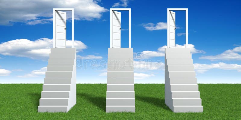 Doors and Steps Concept - 3D Illustration Stock Illustration ...