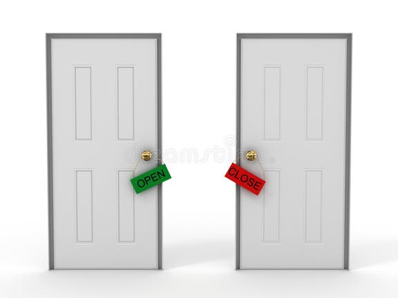 Doors with Tags Open and Close Stock Illustration - Illustration of ...