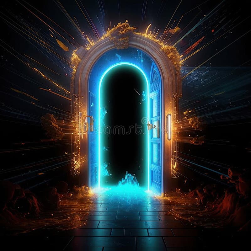 Doors to the unknown. stock image. Image of light, multi - 382538549