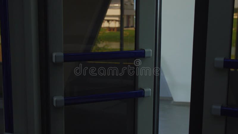 Doors of Unibus Close at Overpass Station at Testing Ground Stock Video ...