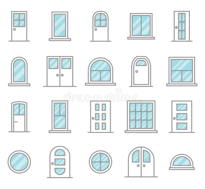 Doors and windows, icon stock vector. Illustration of icon - 261079092