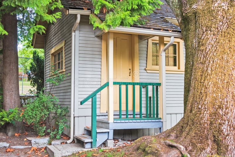 Doorsteps and Porch of Small Residential House Under the Tree. Stock ...
