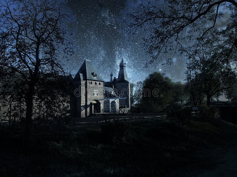 The Doorwerth Castle Under a Starry Night Stock Image - Image of ...