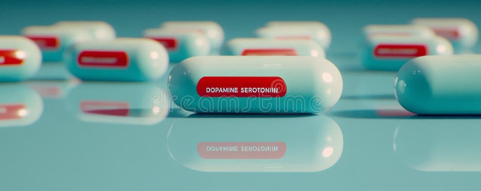 Dopamine Capsule and Molecular Concept of Neurotransmitters Stock ...