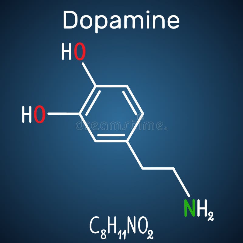 Dopamine Molecule Isolated On Black Stock Illustration - Illustration ...