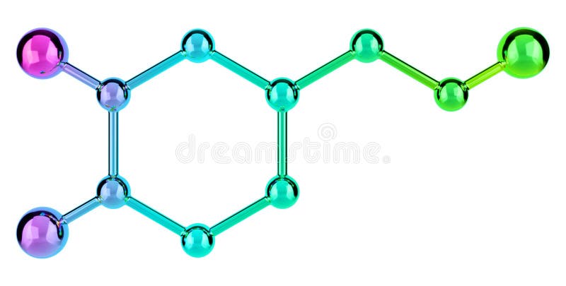 Dopamine Molecule Structure. Holographic Metallic Neurobiology Icon. 3D ...