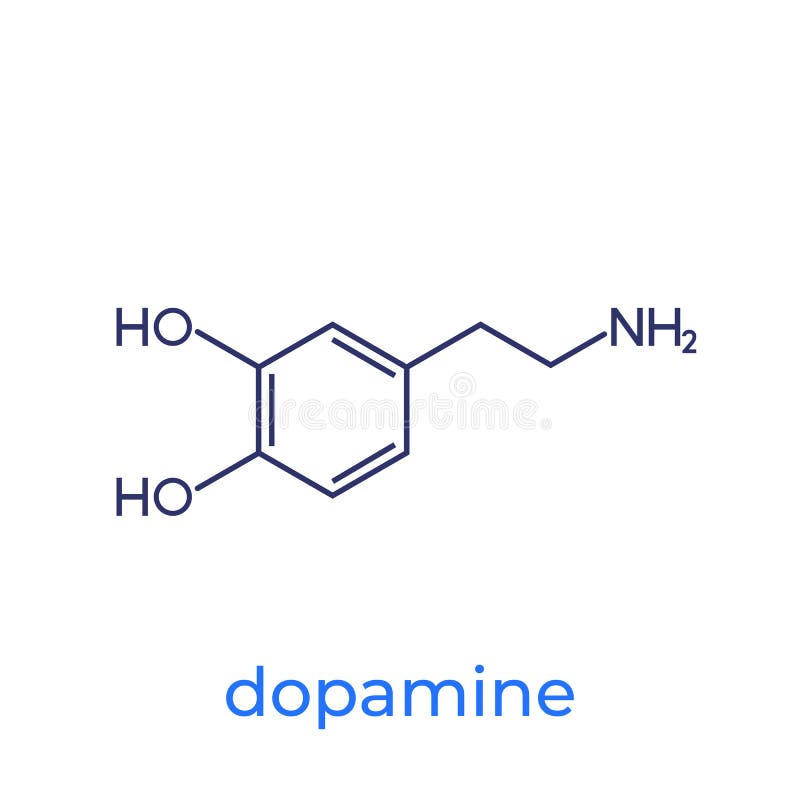 Dopamine Molecule Isolated on Black Stock Illustration - Illustration ...