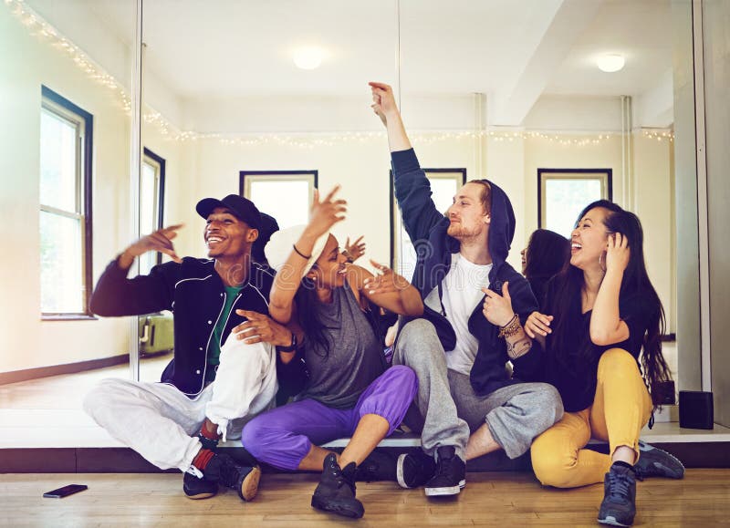 The Dopest Dance Crew. a Group of Young Friends Hanging Out in a Dance ...