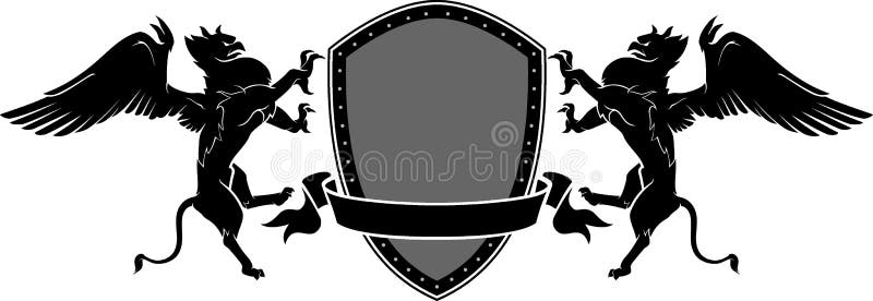 Heraldisches Symbol Des Greifs Und Des Schildes Zeichen-Tier Für Wappen ...