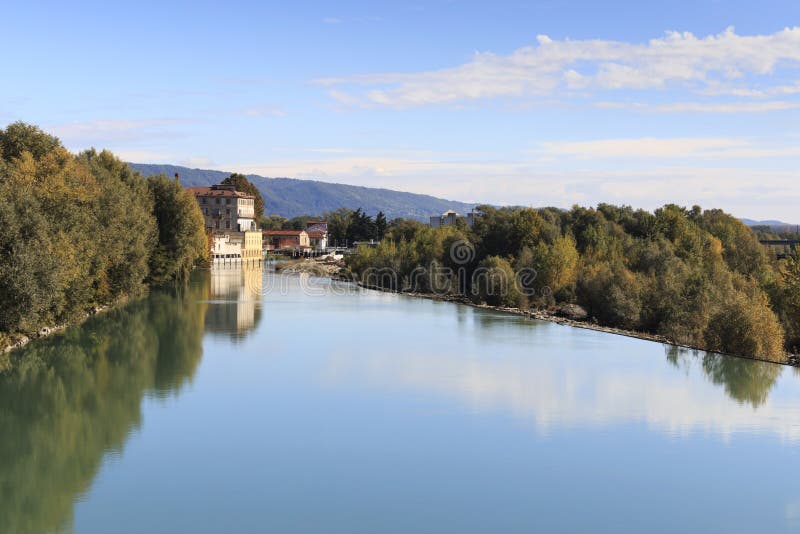 Dora Baltea River and Ivrea Cityscape in Piedmont, Italy Stock Photo ...