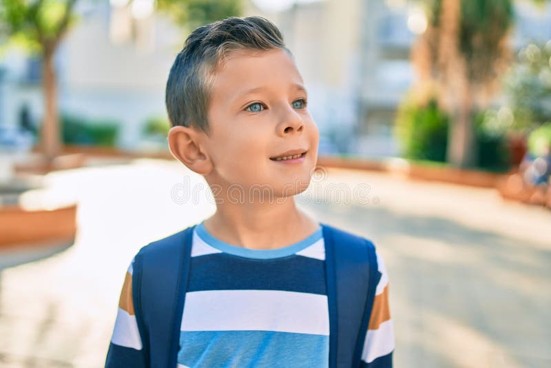 Dorable Caucasian Student Boy Smiling Happy Standing at the Park Stock ...