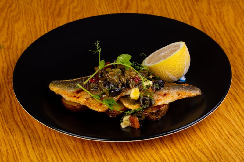 Dorada fillet with herbs stock image. Image of dorado - 129721381