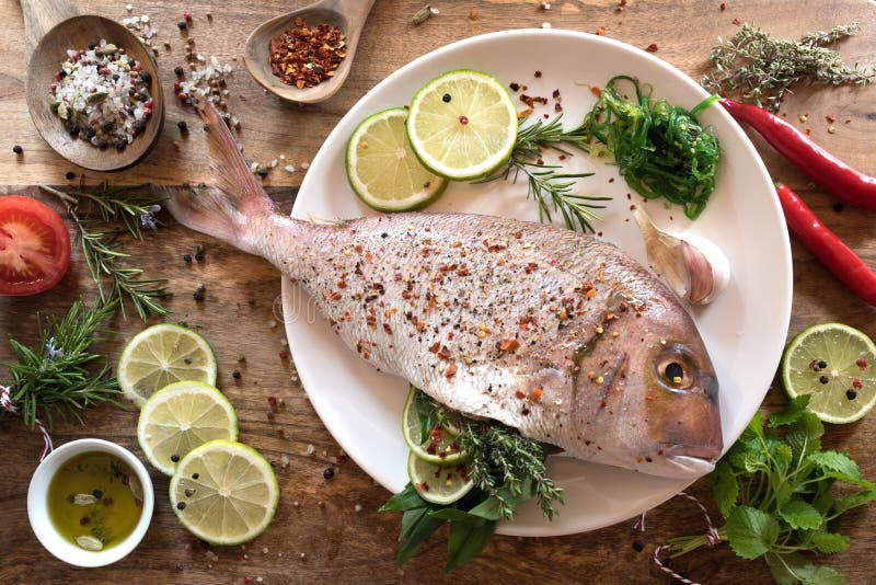 Dorade with herbs filling stock photo. Image of filled - 91107162