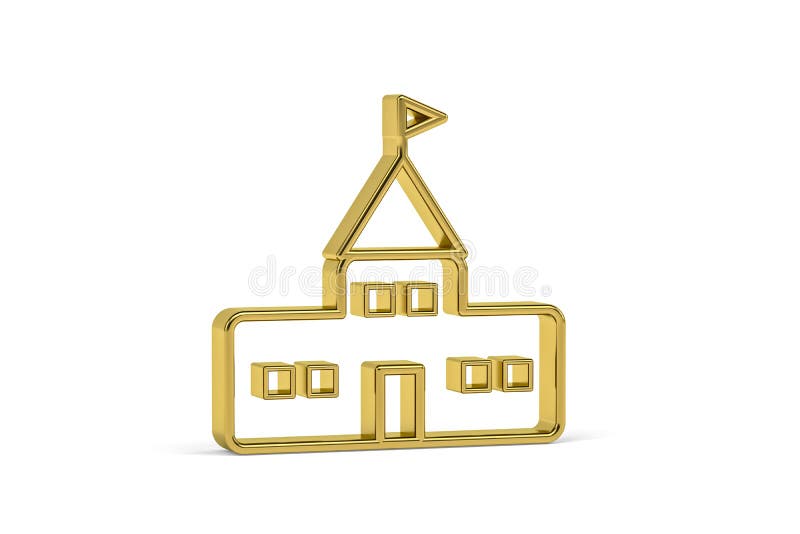 Dorado 3d Castillo Icono Aislado Sobre Fondo Blanco Stock de ...