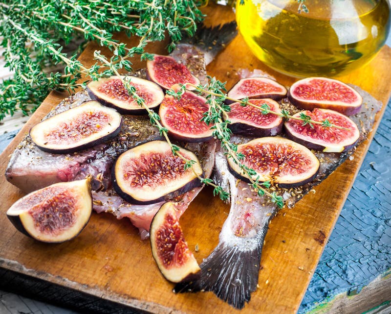 Dorado fish with figs stock image. Image of saltwater - 35267731