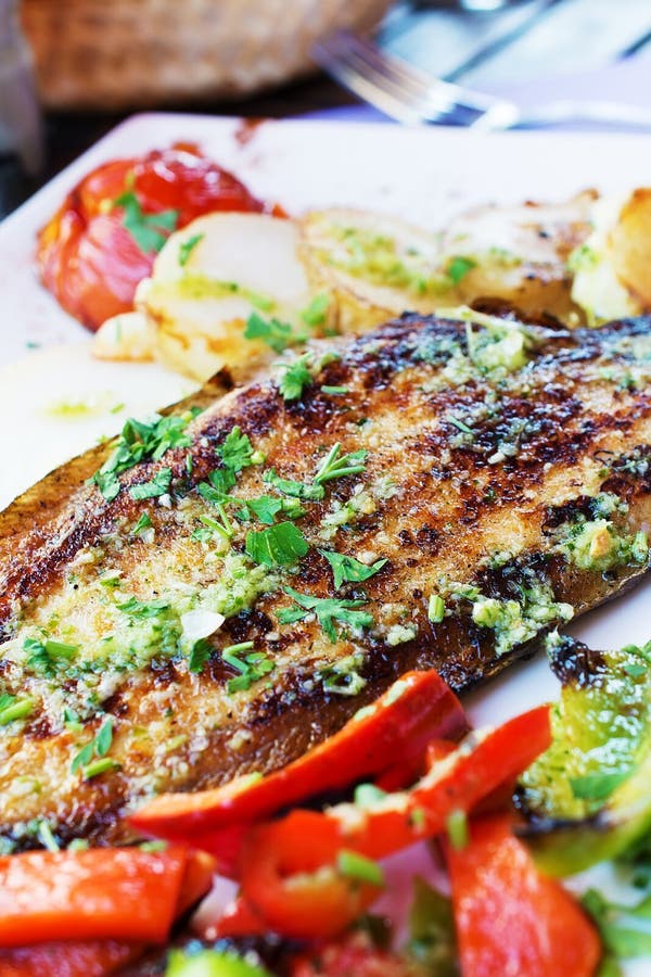 Dorado Fish Fillet with Vegetables Stock Photo - Image of fillet ...