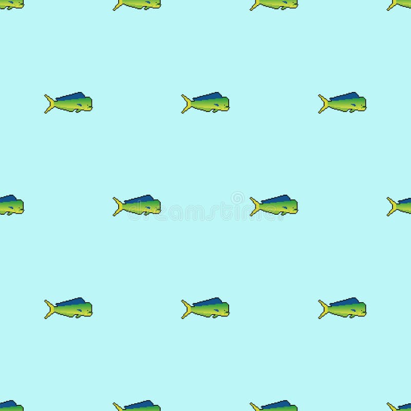 Dorado Fish Pixel Art Pattern Seamless. 8 Bit Mahi Mahi Pixelated Stock ...