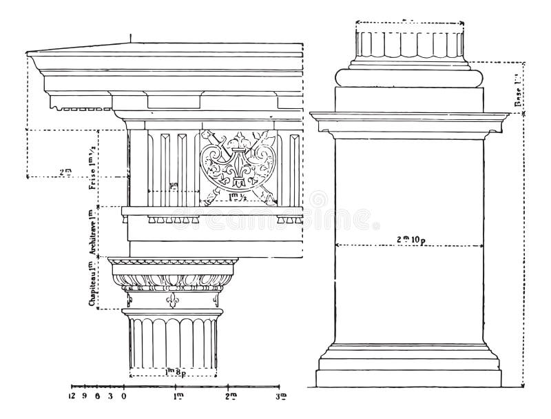 Doric Column from the Temple of Neptune at Paestum, Pillar, Vintage ...