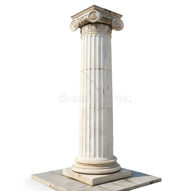 Doric White Stone Column Isolated on White Background Stock ...