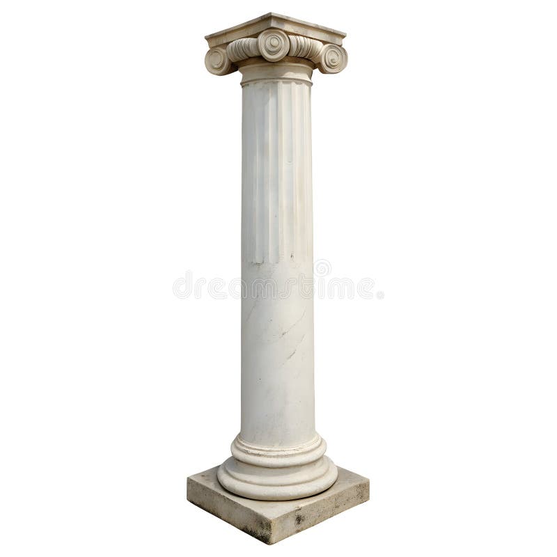 Doric White Stone Column Isolated on White Background Stock ...
