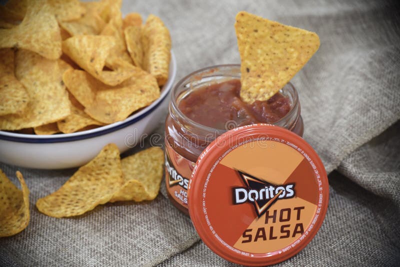 Doritos with dip. editorial stock image. Image of mild - 259996799