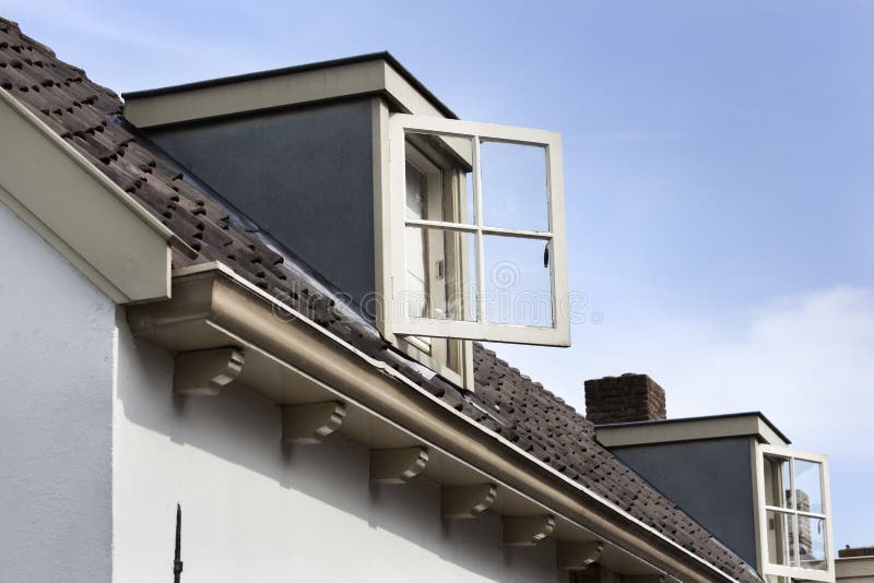 Dormer with open window stock image. Image of style, wood - 96919003