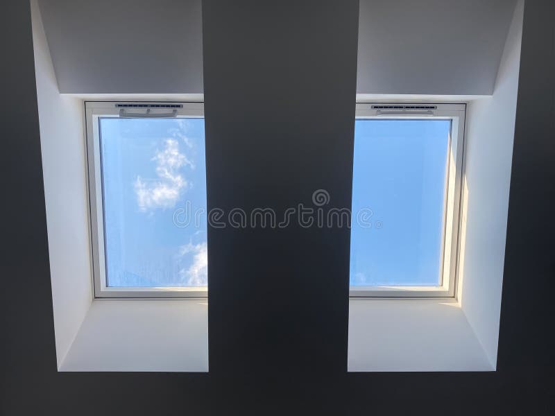 Dormer Windows in Modern Room Interior. Roof Windows. Stock Photo ...