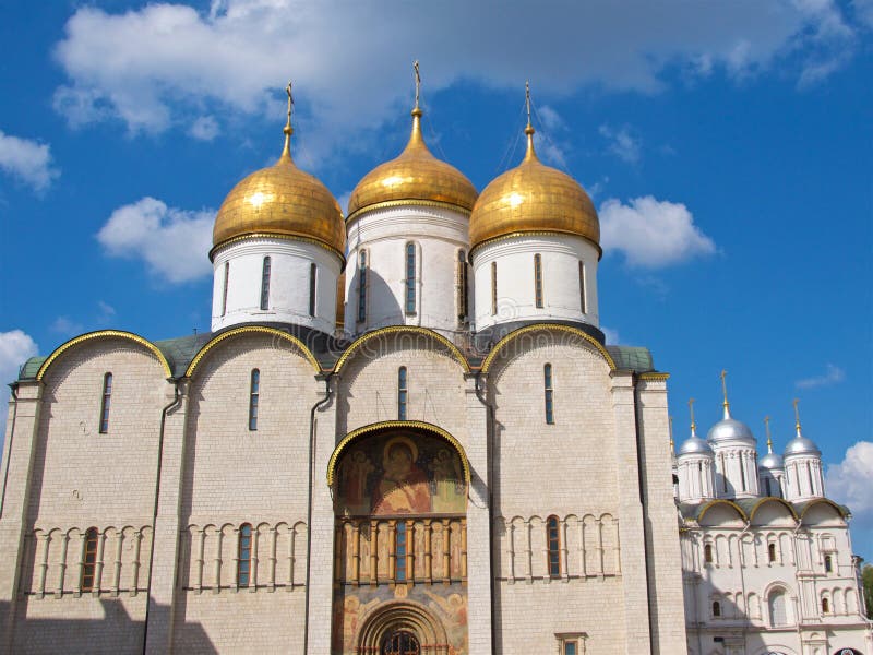 Dormition Cathedral in the Moscow Kremlin in Moscow, Russia Stock Image ...
