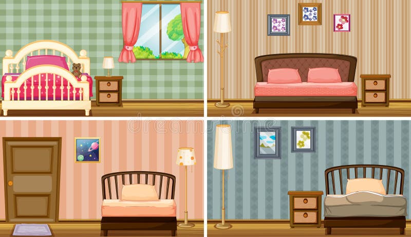 Sistema De Cuartos Coloridos De La Casa Del Diseño Interior Del Vector ...