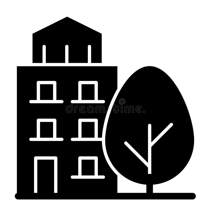 Dormitory Building Thin Line Icon. Students Residential Vector ...