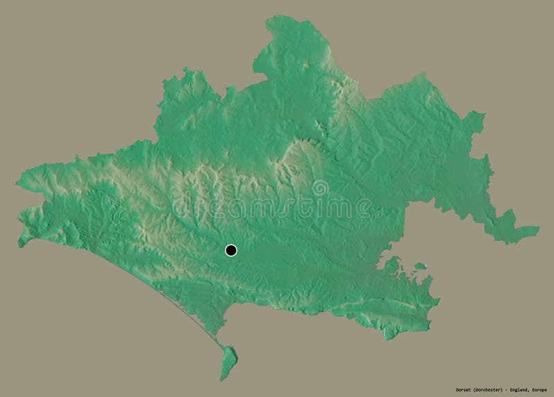 Dorset, Administrative County of England, on Solid. Relief Stock ...