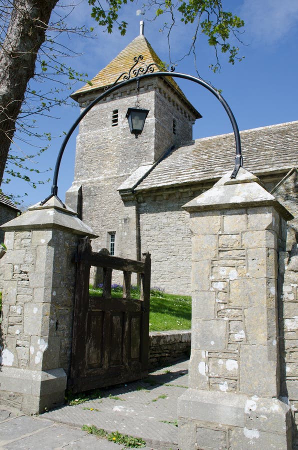 Dorset church with gate stock photo. Image of religion - 91396572