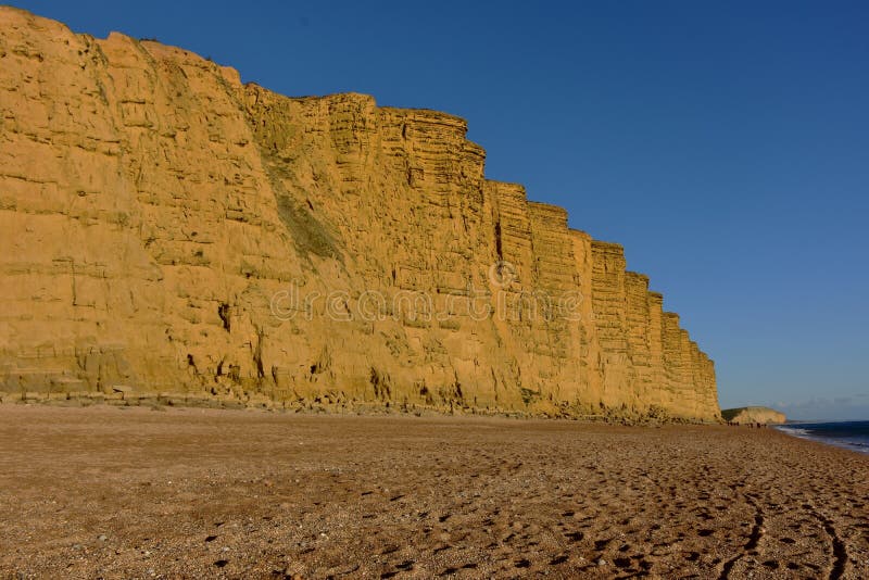 Dorset Cliffs, Sunset on the Beach, Sea and Sky. Stock Image - Image of ...