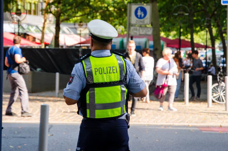 Dortmund, Germany - August 2, 2019: Policeman Patrolled and Keeps Order ...