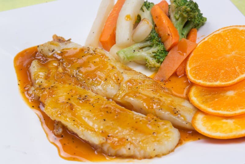Dory Fish Steak with Orange Sauce Stock Image - Image of butter ...