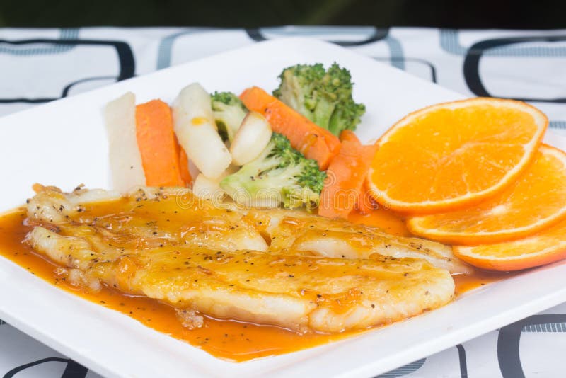 Dory Fish Steak with Orange Sauce Stock Image - Image of meal, cooking ...