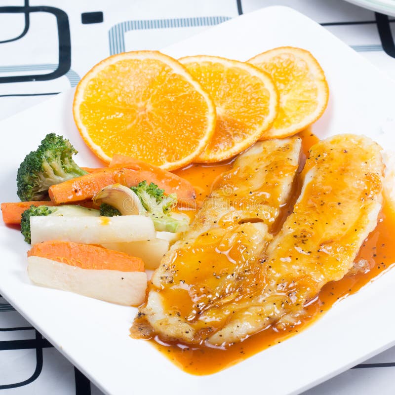 Dory Fish Steak with Orange Sauce Stock Image - Image of butter ...