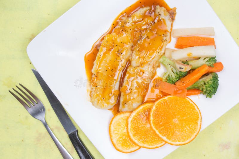 Dory Fish Steak with Orange Sauce Stock Image - Image of ingredient ...