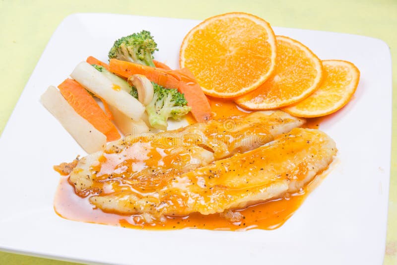 Dory Fish Steak with Orange Sauce Stock Image - Image of diet, carrot ...