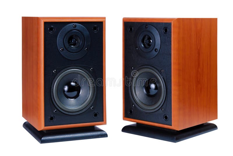 Dos Altavoces De Audio Est?reos En El Fondo Blanco Foto de archivo ...