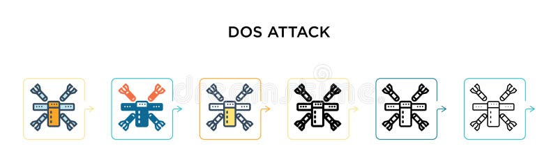 Dos Attack Vector Icon in 6 Different Modern Styles. Black, Two Colored ...