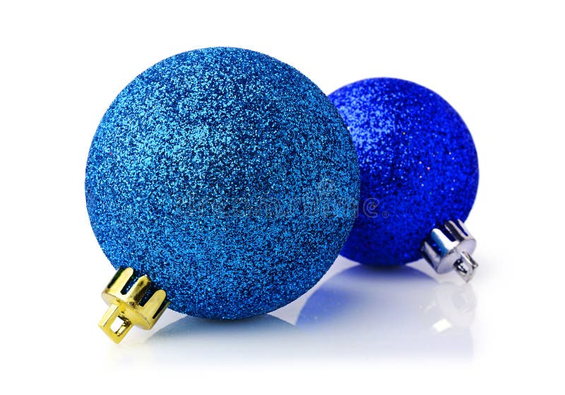 Dos Bolas Brillantes Azules De La Navidad Imagen de archivo - Imagen de ...