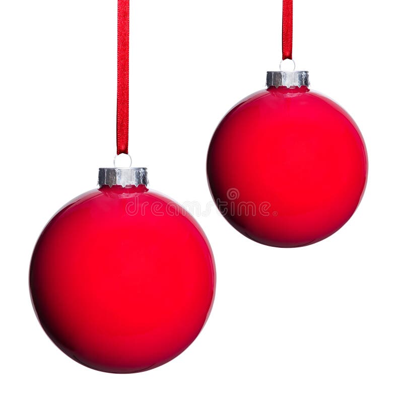 Dos Bolas Rojas Del árbol De Navidad Foto de archivo - Imagen de placa ...